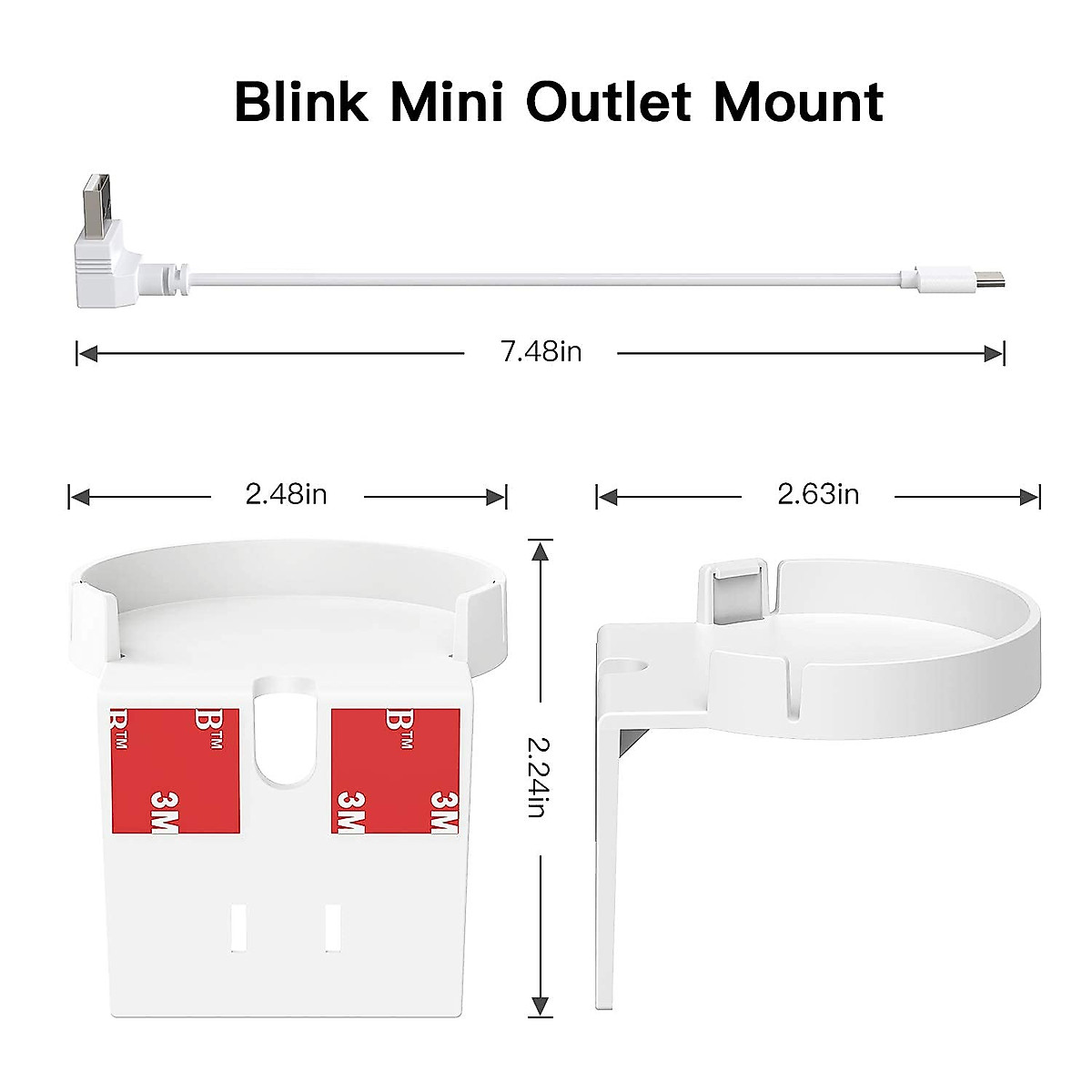 Koroao 2PACK Blink Mini Outlet Wall Mounts - AC Outlet Wall Plug Mount Stand Holder Bracket for Blink Mini Indoor Camera Without Messy Wires or Screws(Blink Mini is not Include)
