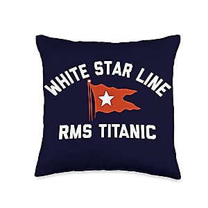 Titanic Gift, Book, and Shirt Company of Belfast White Star Line Titanic Throw Pillow, 16x16, Multicolor