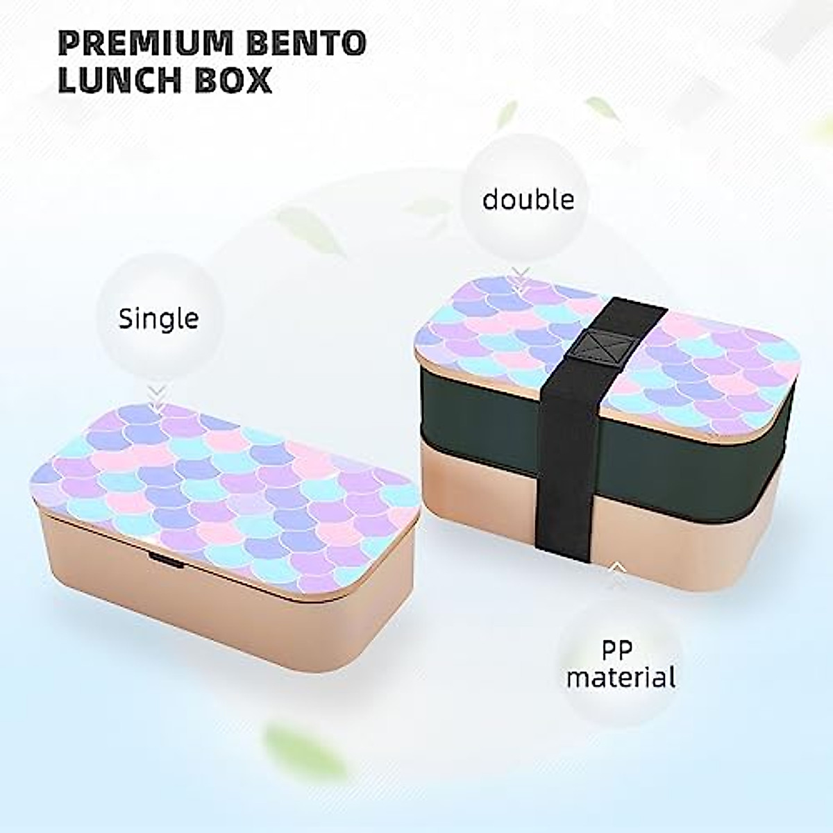 Mermaid Tattoo Adult Lunch Box, Bento Box, With Cutlery Set Of 3, 2 Compartments, Rectangular, Lunch Box For Adults