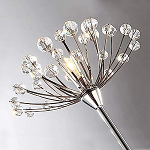 DYRABREST 5 Heads Crystal Dandelion LED Floor Lamp,Elegant Modern Creative Crystal Standing Lamp with 317 Foot Switch for Living Room,Bedroom,Office,35x3W LED Bulb (Included),Sliver