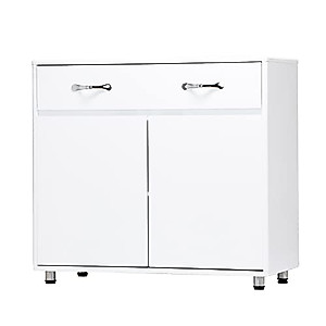 Recaceik Kitchen Buffet Storage Cabinet, Sideboard Cabinet with 2 Doors & 1 Large Drawers Modern Simple Wood Buffets & Sideboards for Dining Room Kitchen Entryway Console Side Tables (White)