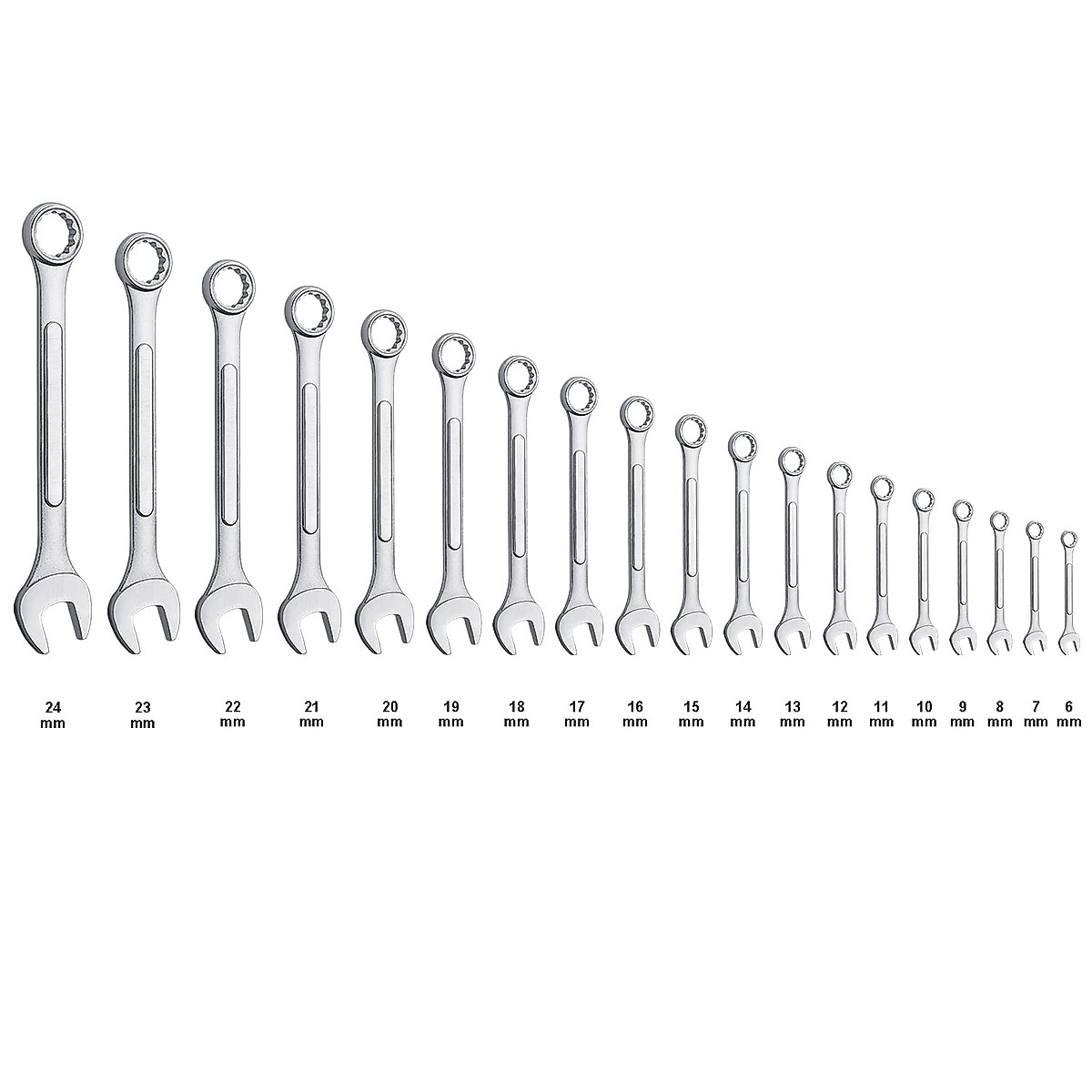 19-Piece Metric Combination Wrench Set, 6mm - 24mm Sizes | Roll-up Pouch, Ideal for Household, Garage, Workshop, Auto Repairs