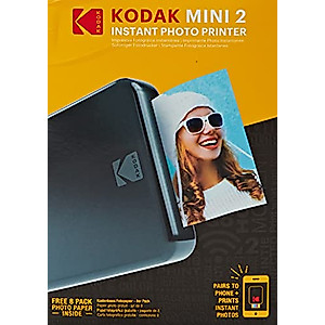 Kodak HD Wireless Portable Mobile Instant Photo Printer, Print Social Media Photos, Premium Quality Full Color Prints. Compatible w/iOS and Android Devices (Black)