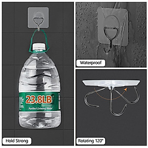 Willtok 12PCS Premium Adhesive Hooks, Stainless Steel No-Tools Adhesive Hooks for Hanging Heavy Duty, Sticky Adhesive Hook with Strong Holding for Decoration/Organization