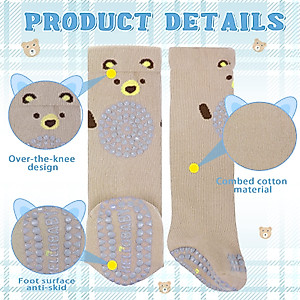 Mepase 5 Pairs Knee High Toddler Grip Socks Non Slip Baby Crawling Socks Anti Skid Crawling Newborn Socks for Boy Girl Infant, 5 Colors