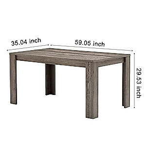 GIA 59" L Wood Restaurant Dining Table for 4-6, Seats up to 6, Modern Farmhouse Rectangular Home Kitchen Dinner Table with Melamine Finish, 59x35x29.5 Inches, 77lbs, Aged Gray Oak