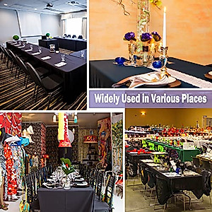 REWOMC 6 Pack Polyester Tablecloth 60 x 102 Inch Black Polyester Table Cloth for 6 Foot Rectangle Tables, Stain and Wrinkle Resistant Washable Table Cover for Kitchen Wedding Banquet Restaurant Party