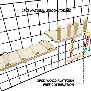 Parrot Stands with Climbing Ladder, Wooden Play Gyms and Bird Wood Swing ,Bird Perches Cage Toys Mini Parrot for Lovebird Budgie and Other Small Birds 