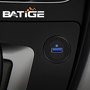 BATIGE Alloy Single Port USB 3.0 Dashboard Port Car Mount Flush Cable, Male to Female Waterproof Extension Cable for Car Truck Boat Motorcycle with LED Indicator - 3ft