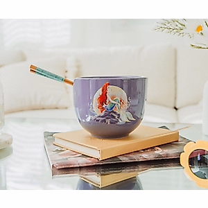 Silver Buffalo Disney The Little Mermaid Ariel 20-Ounce Ceramic Ramen Bowl and Chopstick Set