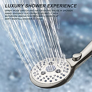 SunCleanse Shower Head, 7 Settings Hand held Shower with ON/OFF Pause Switch, Brushed Nickel High Pressure Shower Head with 71 inch Hose