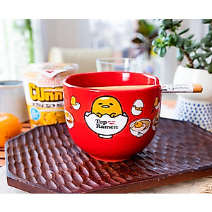 Sanrio Gudetama x Nissin Top Ramen 20-Ounce Noodle Bowl and Chopstick Set