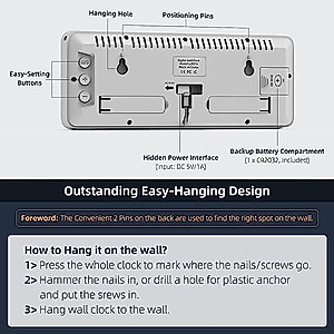 XUANZIT Wall Clock - LED Digital Wall Clock with Dynamic RGB Display, Mirror Surface, Big Digits, Auto-Dimming, Small Silent Wall Clock for Living Room, Bedroom, Farmhouse, Kitchen, Office