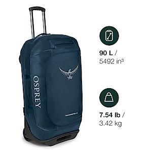 Osprey Transporter 90L Wheeled Travel Duffel Bag, Venturi Blue