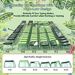 120 Key PBT Pudding Keycap Set ASA Profile with Transluscent PC Layer Dye-Sub Jungle Theme for 61/68/84/98/100/104Key TKL Cherry MX Gateron Kailh Cross Type Switch ANSI Mechanical Keyboard DIY(Green)