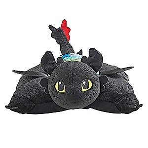 Pillow Pets NBC Universal How to Train Your Dragon Toothless Sleeptime Lite 11" Stuffed Animal Plush Toy , Rainbow , Black