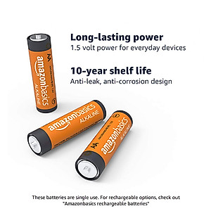 Amazon Basics 100 Pack AA High-Performance Alkaline Batteries, 10-Year Shelf Life, Easy to Open Value Pack & 12 Pack C Cell All-Purpose Alkaline Batteries, 5-Year Shelf Life, Easy to Open Value Pack