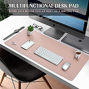 K KNODEL Desk Mat Waterproof for Desktop, Leather Desk Pad for Keyboard, Mouse Pad Protector for Office and Home (Pink, 31.5" x 15.7")