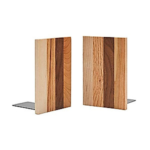 Pandapark Wood Decorative Bookends,Non-Skid Bookend for Shelves,Heavy Duty Bookends,Book Stand for Books/CDs,1 Pair