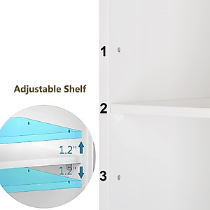 AMZOSS Bathroom Medicine Cabinet with Mirror, Wall Mounted Bathroom Storage Cabinet with Double Doors and Adjustable Shelf, Wooden Storage Cabinets Organizer for Kitchen, Toilet Furniture (White)