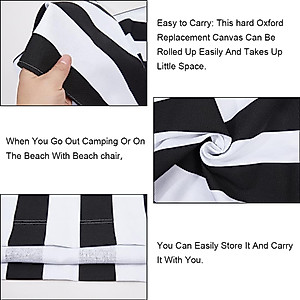 GORGECRAFT 44x17inch Beach Sling Chair Replacement Canvas 1mm Thick Black and White Stripes Outdoor Furniture Folding Sling Lounge Chair Fabric Patio Sling Chairs Cloth for Sunbathing Garden Courtyard