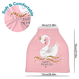 Sweet Princess Swan Baby Car Seat Cover for Boys Girls,Stretchy Infant Car Canopy,Snug Warm Breathable,Breastfeeding Covers,Nursing Scarf,Baby Shower