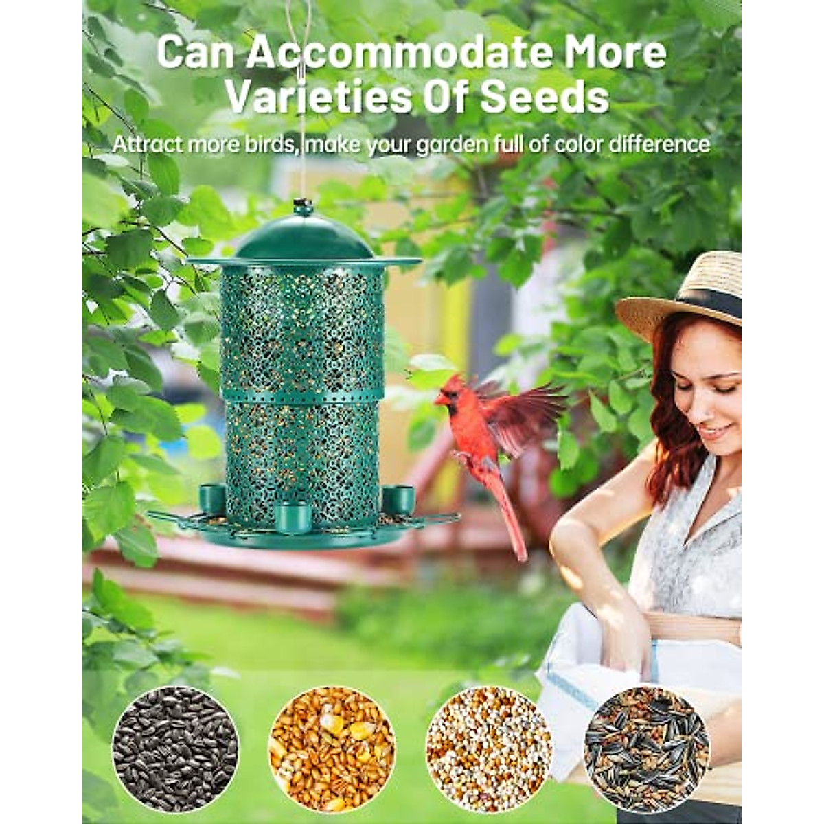 Bird Feeders for Outdoors Hanging,7lb/15 Cups Large Capacity Bird Feeder W/ 3Water Cups and 360° Circular Perch,Wild Bird Feeder as Gift for Bird Lovers Garden Patio Cardinals,Blue Jay Chicken Feeder