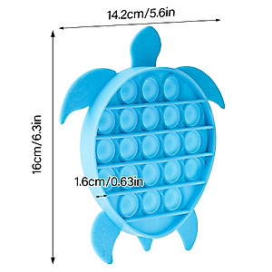 NiHealth Push Pop Bubble Fidget Sensory Toy Sea Turtle Fidget Toy for Special Needs Stress Reducer Anxiety Relief Popper Game Board Silicone Squeeze Toy for Kids and Adults (Blue)
