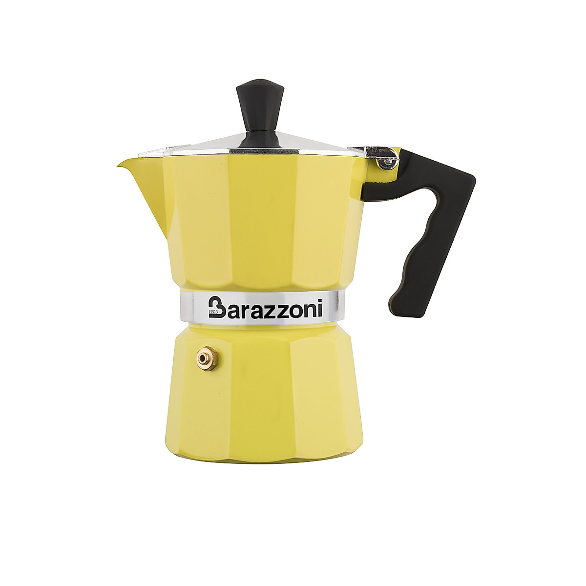 Barazzoni The Yellow Coloured Coffee Maker 3 Cups Product certified by the Accademia Italiana Maestri del Caffè.