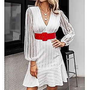 Hanna Nikole Women's PU Leather Patent Belt Fashion Waist Belts for Shirt Dress Red S