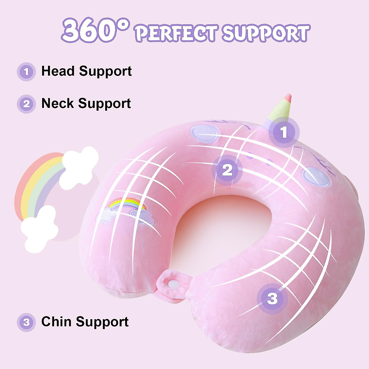 Cirorld Travel Pillow for Kids Adult Cute Neck Pillow for Traveling Memory Foam Airplane Pillow Sleep Mask Animal Flight Pillow Head Rest Neck Support for Cars Long Flights (Pink, 9-12 Y/O)