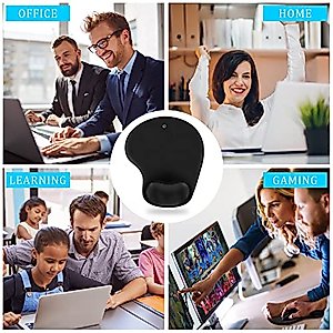 Mouse Pad, SOQOOL 2 Pack Ergonomic Mouse Pads with Comfortable and Cooling Gel Wrist Rest Support and Lycra Cloth, Non-Slip PU Base for Easy Typing Pain Relief, Durable and Washable for Easy Cleaning