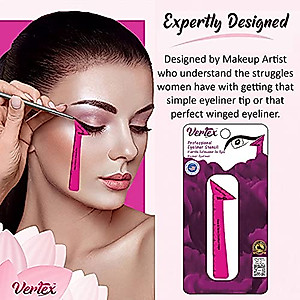 Eyeliner Stencils For Pencil Stamp Liquid Liner Gel Pen Beginners Eye Brush All Waterproof Makeup Wing Tips Eyeshadow Brushes Eyebrow Kit Stencil Sharpener Black Fine Point Angled Small Winged Tip Pot