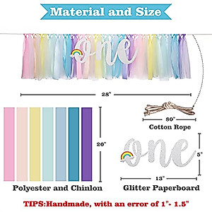 Pastel Rainbow Highchair Banner for Baby - Party Theme Pull Flag, High Chair Fabric Garland, 1st First Birthday Banner, Photo Props, Handmade