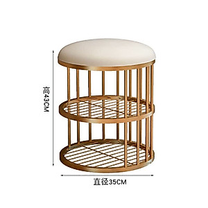 HMGGDD Change Shoes Stool Chair Sofa Round Stool with Metal Shoe Rack Shoe Organizer Shoe-Shelf Furniture Home