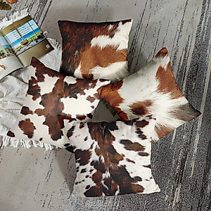 Sanwarm Throw Pillow Covers Home Decor Set of 4 Cow Animal Retro Farm Camouflage Cow Animal Pillow Cases Decorative 18 x 18 Inches Outdoor Cushion Couch Sofa Pillowcases