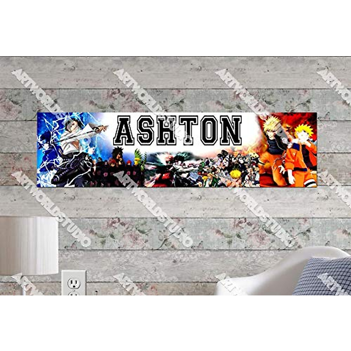 Naruto 121-8.5"x30" Personalized Name Poster, Customize With Your Child's Name, Birthday Party Banner