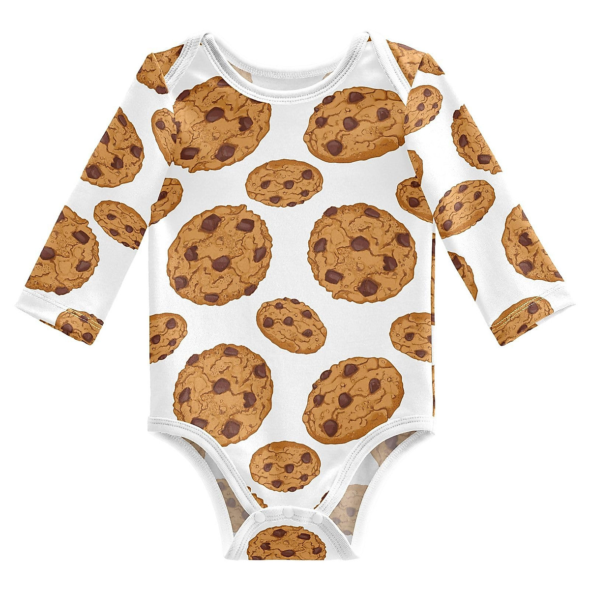 JHKKU Chocolate Chip Cookies Long Sleeve Bodysuits Baby Boys Girls 100% Cotton Newborn Infant Neutral Outfits Jumpsuit 6 Months