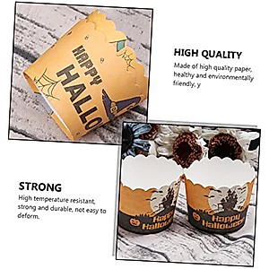 DOITOOL 100pcs Halloween Muffin Cups Mini Cakes Thickening Mousse Mini Cake Boxes Halloween Cupcake Decor Paper Cupcake Wrappers Halloween Cupcake Wrapper Cake Packing Cup Baking Cups Hard