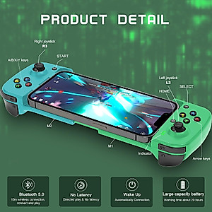 Joso Phone Controller for iPhone/Android Support Phone Case, Wireless Mobile Game Controller for Android iPhone 16/15/14/13/12 Support PS Remote Play, Cloud Gaming, MFi Arcade Games