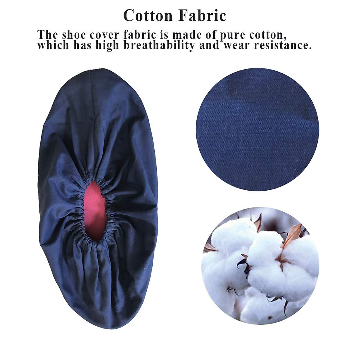 Anmerl 10 Pairs Shoe & Boot Covers, Durable Cotton Breathable Reusable Shoe Covers, Non-Slip Washable Dust Foot & Shoe Covers for Indoors Contractors Workers Shoeless Home (ExtraLarge - Navy Blue)