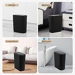 FRESHLIX Automatic Bathroom Garbage Bin with Lid, 6 Gallon Touchless Trash Bin, Smart Electric Narrow Waterproof Trash Can for Toilet, Office, Kitchen, Bedroom, Living Room