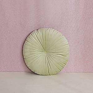 Roslynwood Shelly Round Solid Light Green Velvet Chair Cushion Couch Pumpkin Throw Pillow Home Decorative Seashell Floor Pillow, 16x16 inch