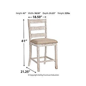 Signature Design by Ashley Skempton 24" Counter Height Upholstered Barstool, Set of 2, Antique White
