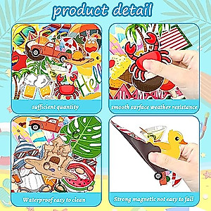 ArtAubrey 25 Pcs Summer Beach Fridge Magnet Hello Summer Car Magnets, Cruise Door Hawaii Decorations for Refrigerator, Car and Office Whiteboard
