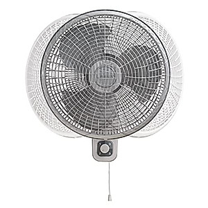 Lasko 16" 3-Speed Oscillating Wall Mount Fan for Indoor Use, M16900, Light Grey