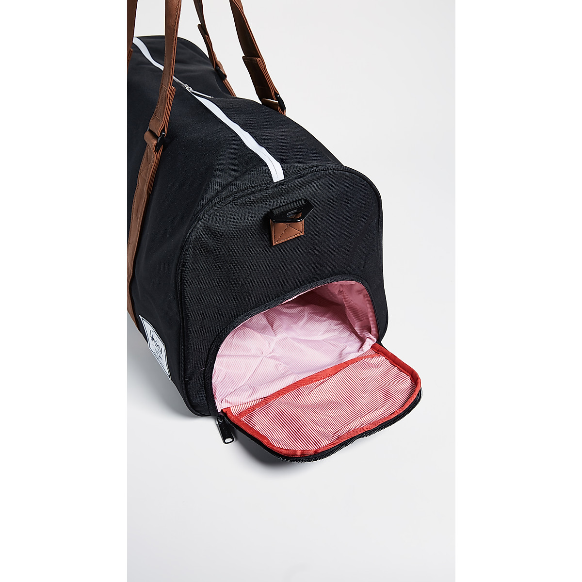 Herschel Novel Duffel Bag, Black/Tan Synthetic Leather, Classic 42.5L