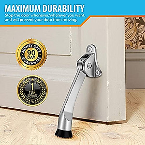 Door Stopper - 2 Pack 4 Inch Door Stop, Door Stops Kickstand, Door Stopper Hinge, Non-Slip Rubber, Metal Door Stopper, Door Holder, Door Stoppers