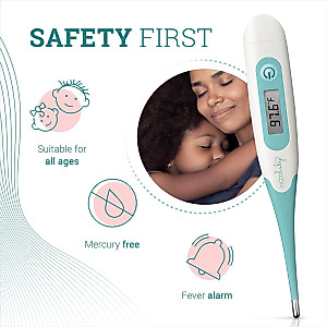 OCCObaby Clinical Digital Baby Thermometer - LCD, Flexible Tip, 10 Second Quick Accurate Fever Read Rectal Oral & Underarm Use Waterproof Thermometer for Kids