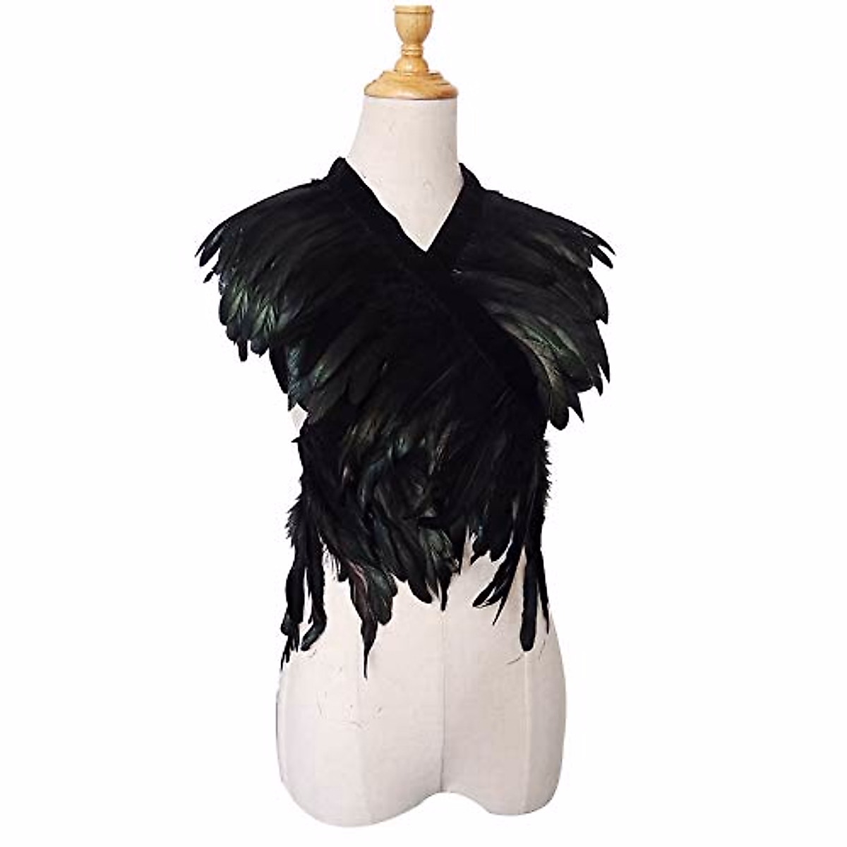 L'VOW Feather Boa Ribbon Punk Gothic Shawl Maleficent Costume for Halloween（Black）